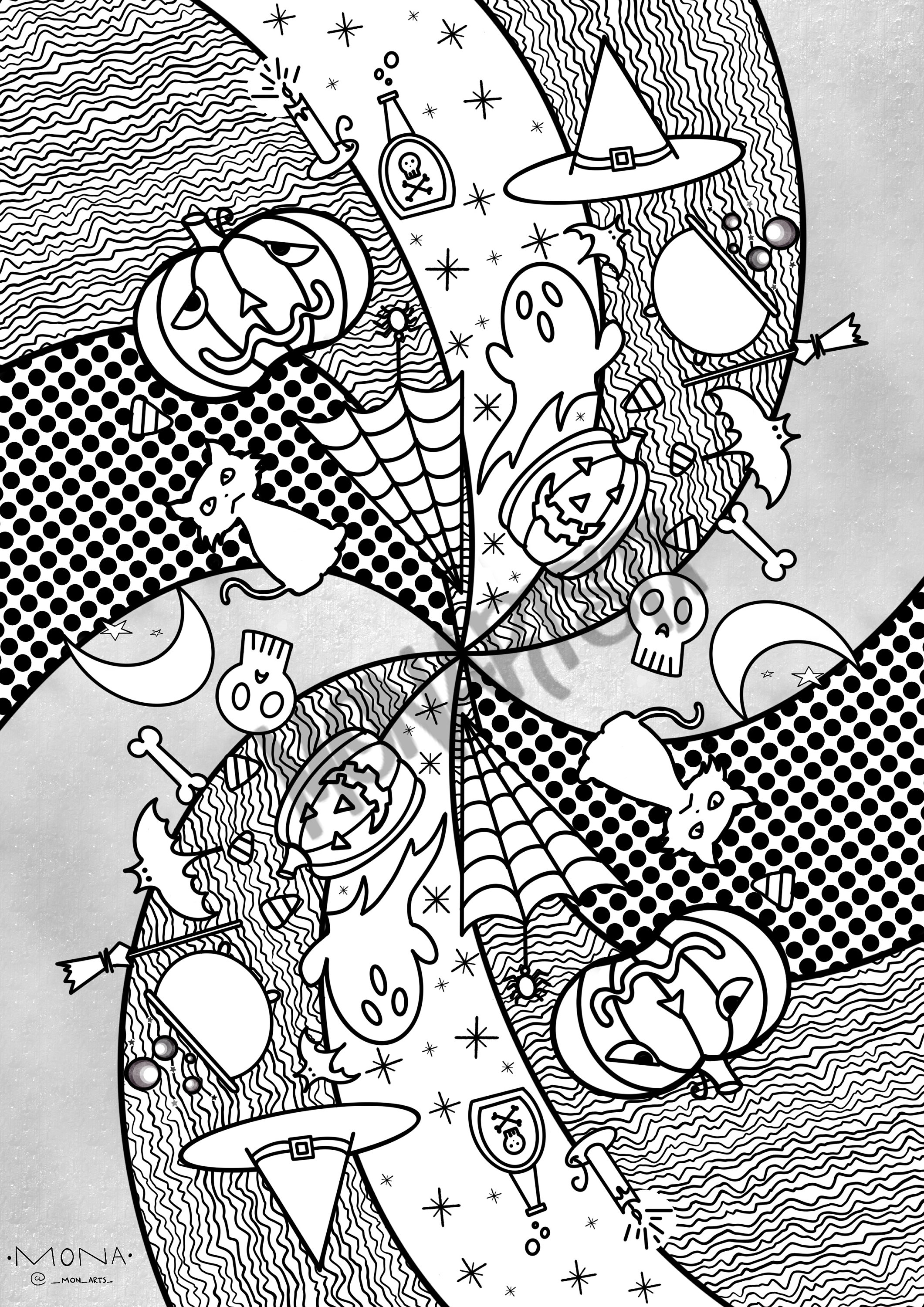 Halloween Art Coloring Page - Etsy