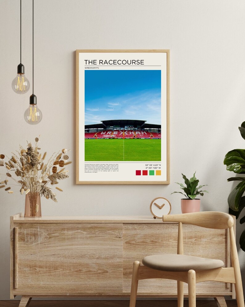 Wrexham The Racecourse Stōk Cae Ras Coordinates Stadium Print 1 Etsy