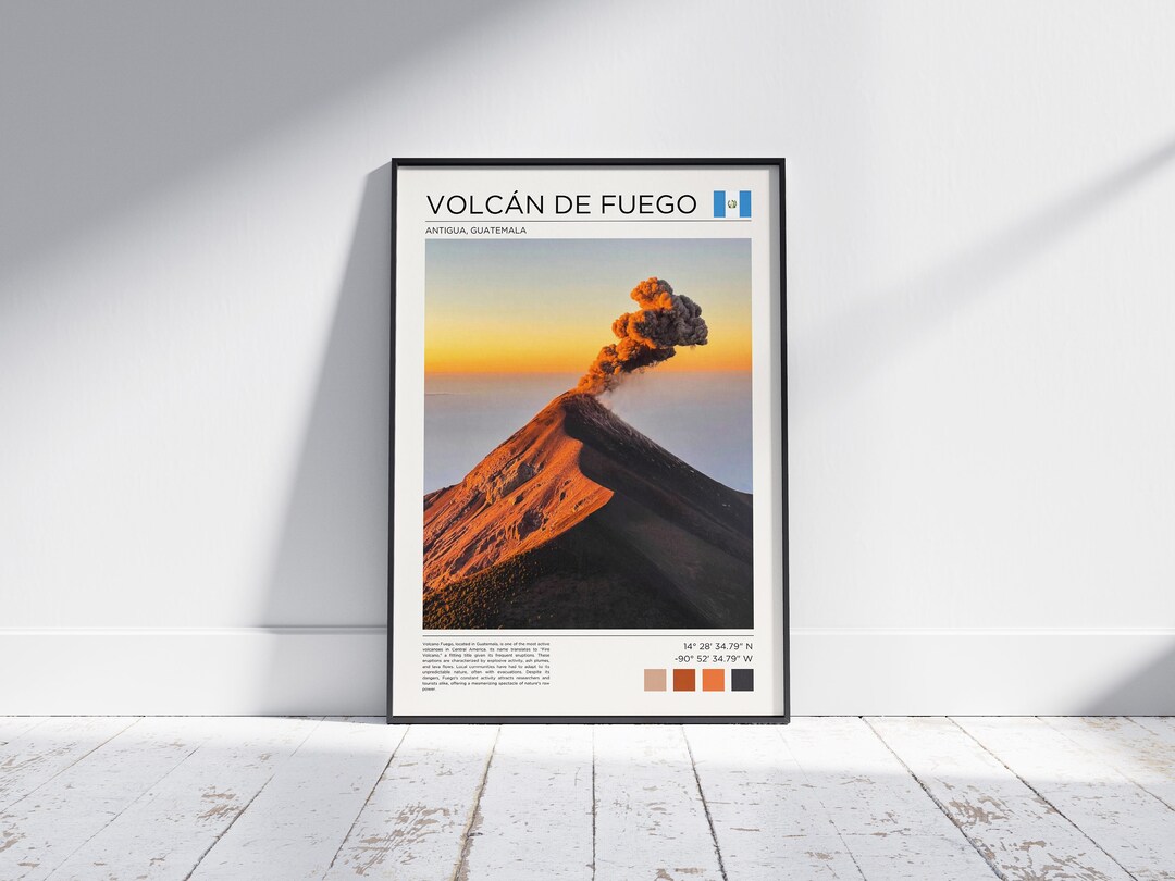 Digital Volcano Fuego Acatenango Wall Art, Guatemala Decor, Antigua Volcano Eruption Print - Etsy
