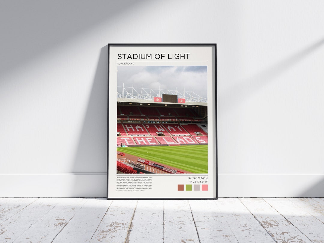 Sunderland Stadium of Light Coordinates Print, SUFC Fan Art, SAFC Wall ...