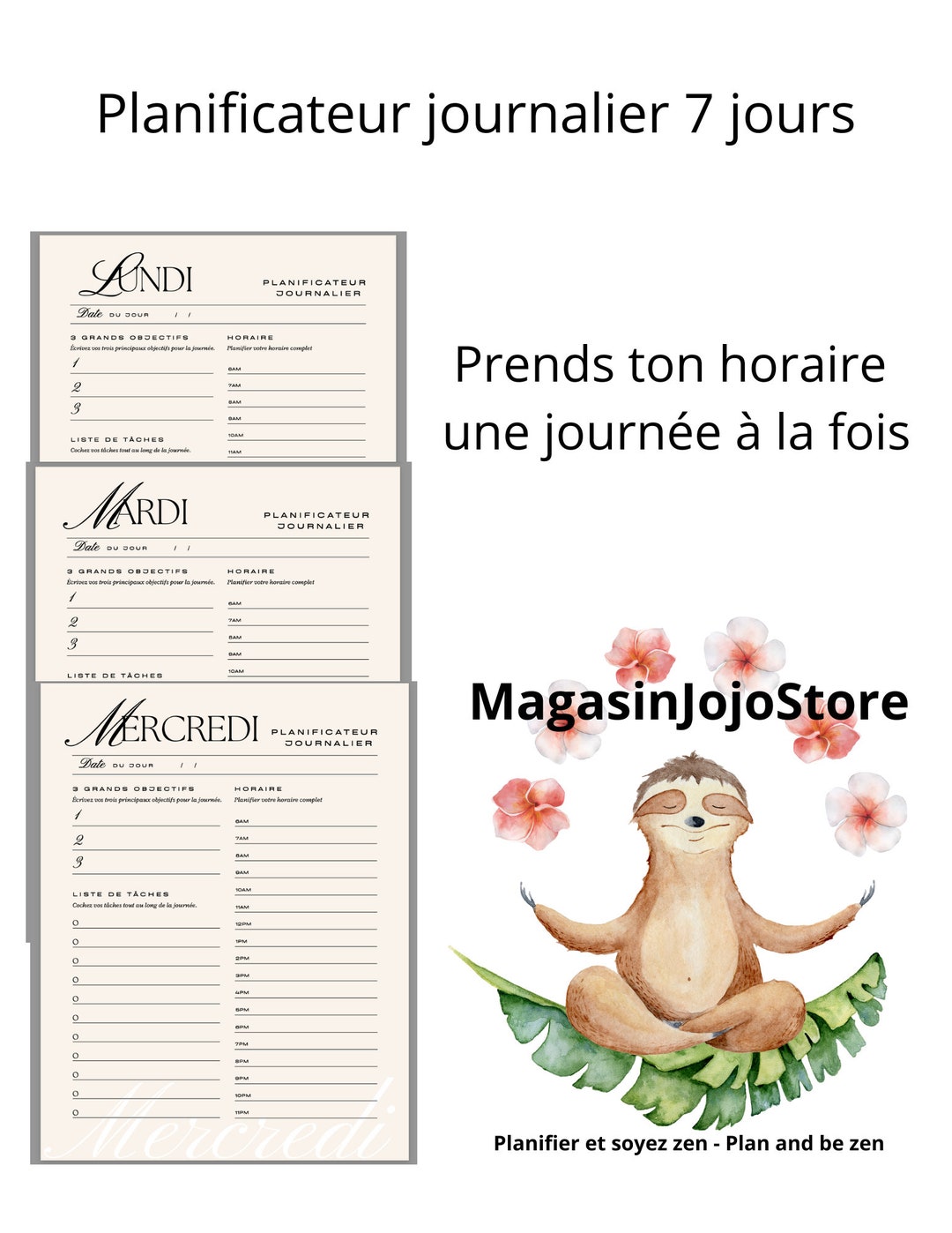 Daily Planner, ADHD, Daily Planner, ADHD, French, French, - Etsy