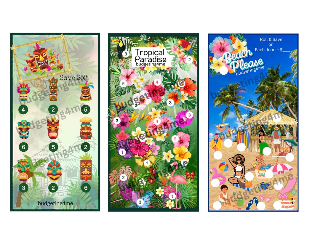 Tiki Flower Luau Beach Savings Challenges - Etsy