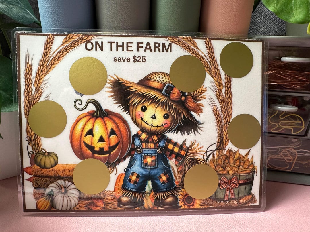 Fall Scarecrow Scratch off Savings Challenge - Etsy