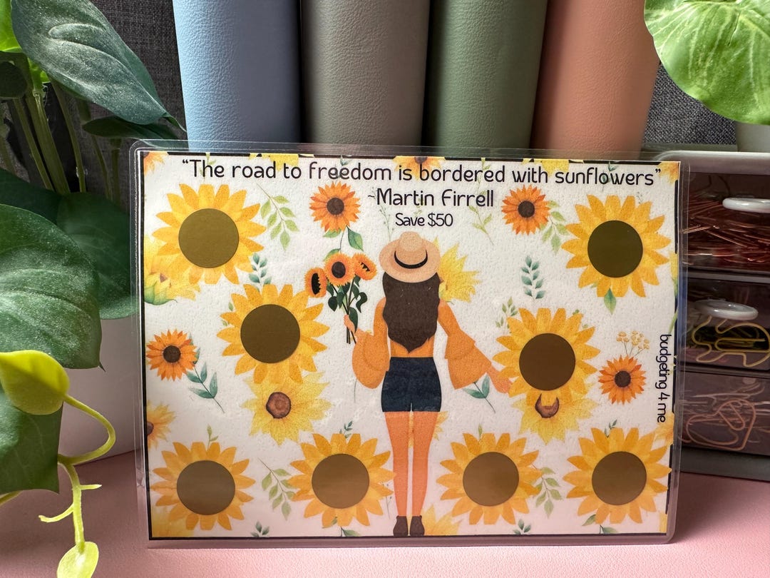 Summer Sunflower Scratch off Savings Challenge - Etsy