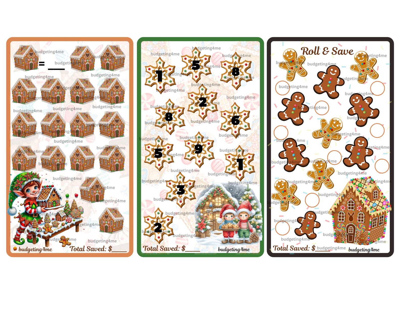 Christmas Gingerbread Savings Challenges - Etsy