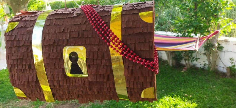 Treasure Box for Thematic Party, Brown With Gold Details Chest, Theme ...