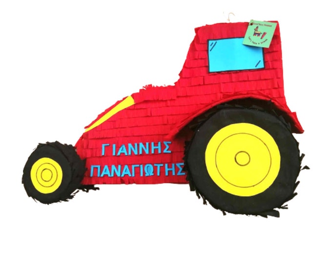 Red Tractor Pinata for Themed Party, Red Pinata, Theme Birthday Party ...