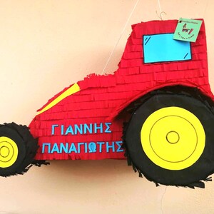 Red Tractor Pinata for Themed Party, Red Pinata, Theme Birthday Party ...