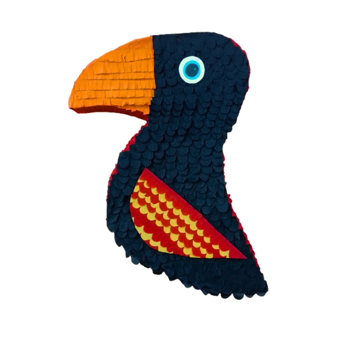 Parrot Pinata for Thematic Party, Black Orange Parrot, Theme Birthday ...