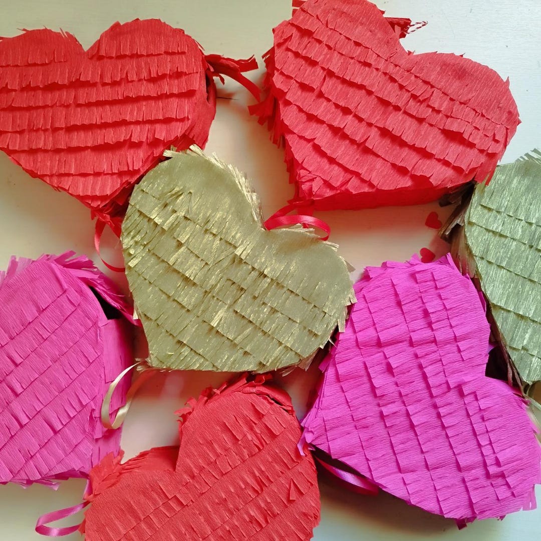 Valentine's Mini Pinatas , Heart Mini Pinata, Red, Gold Mini Pinata ...