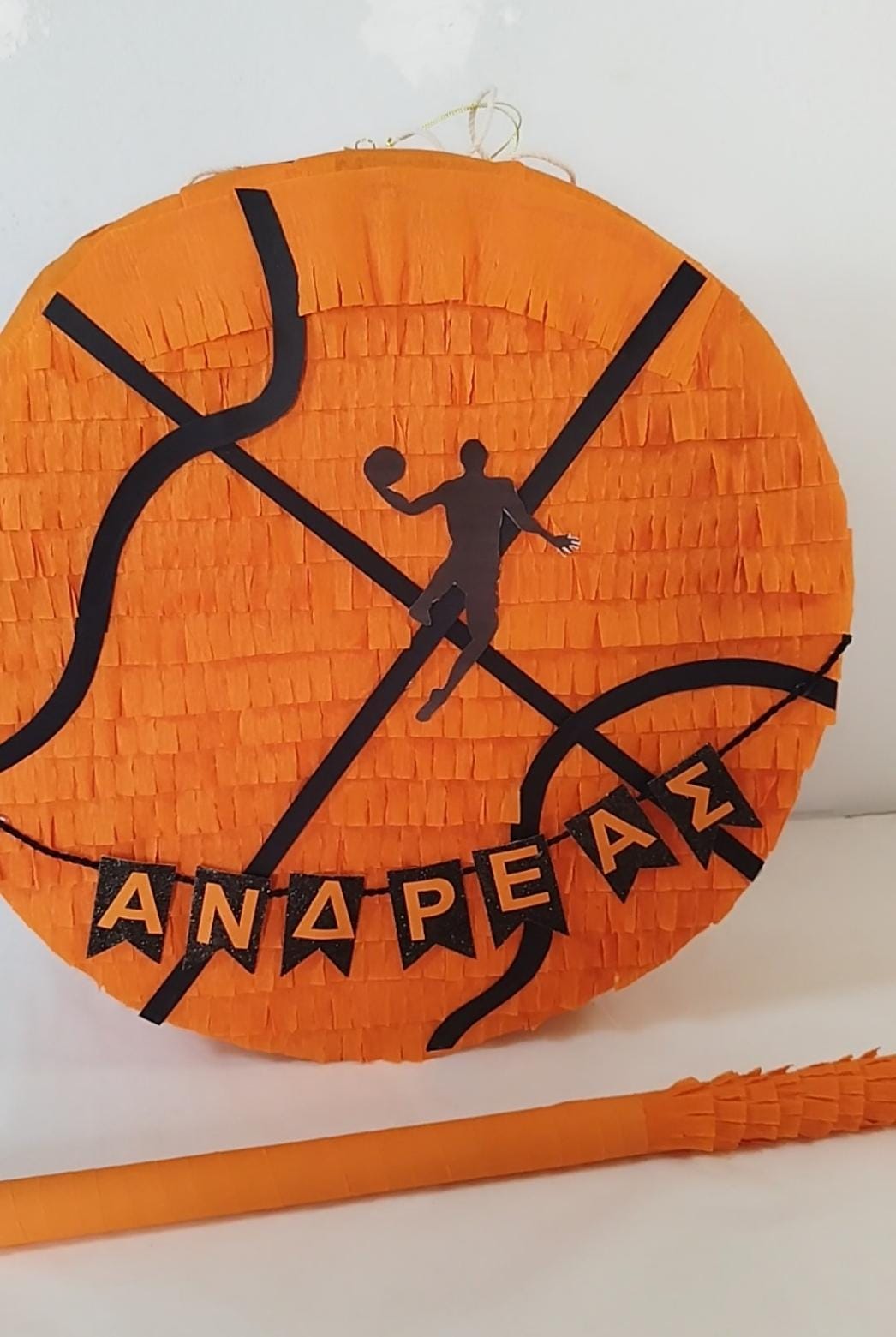 Basketball Pinata for Thematic Party, Orange Ball Pinata With a Basket ...