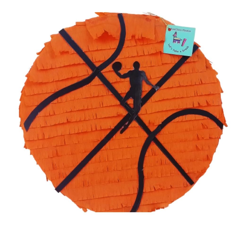 Basketball Pinata for Thematic Party, Orange Ball Pinata With a Basket ...