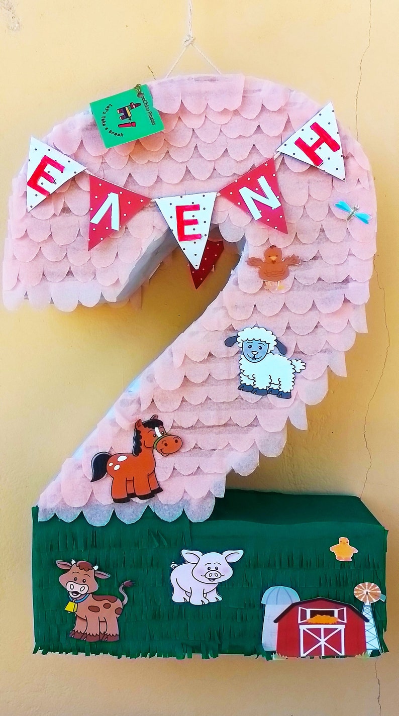 No#2 Custom Pinata With Farm's Animals, Pig,horse, Sheep, Cow and a ...