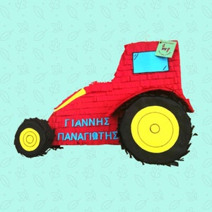 Red Tractor Pinata for Themed Party, Red Pinata, Theme Birthday Party ...