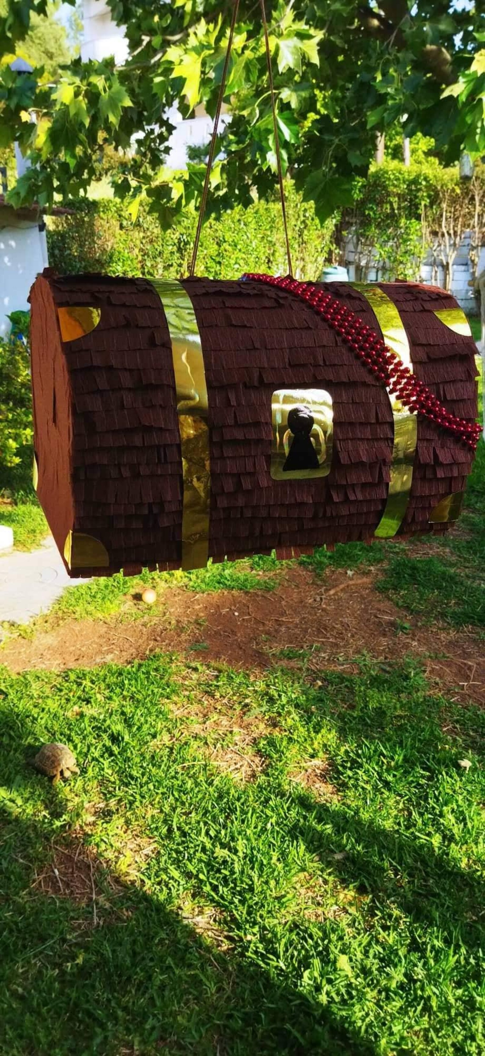 Treasure Box for Thematic Party, Brown With Gold Details Chest, Theme ...