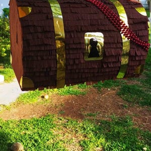 Treasure Box for Thematic Party, Brown With Gold Details Chest, Theme ...