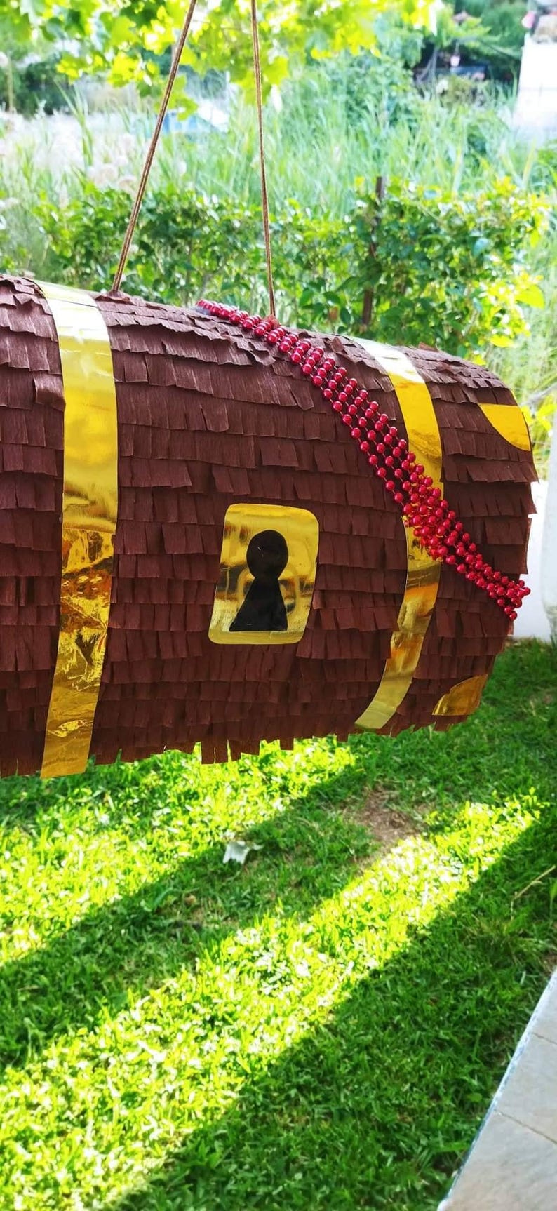 Treasure Box for Thematic Party, Brown With Gold Details Chest, Theme ...