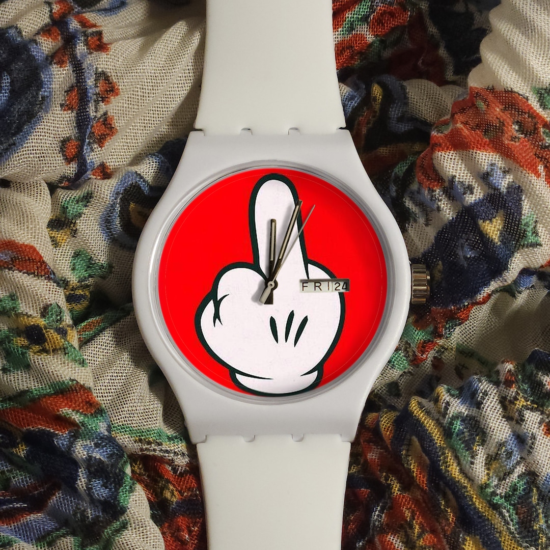 Mickey Middle Finger Painting Gift Watch Christmas Gift Pop Art Watch ...