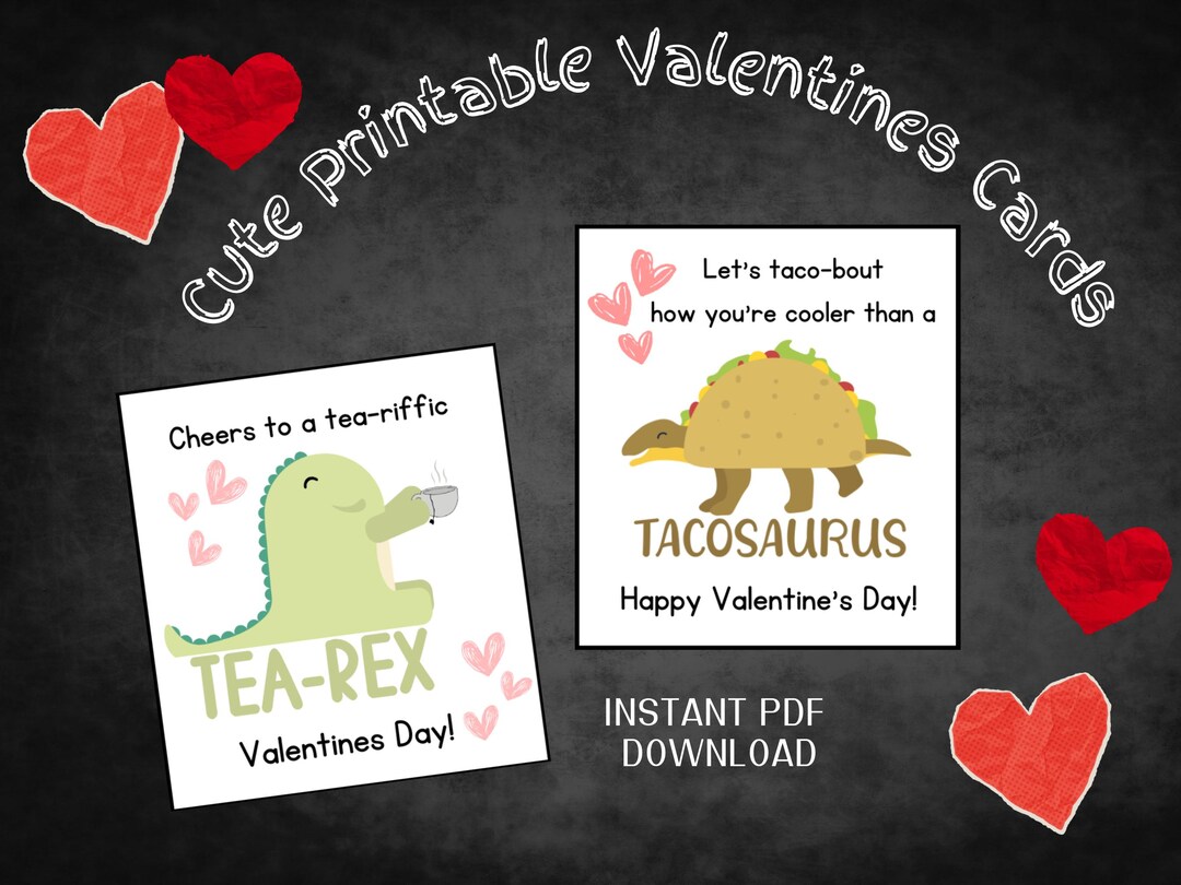 Cute Printable Dinosaur Valentines Cards - Etsy