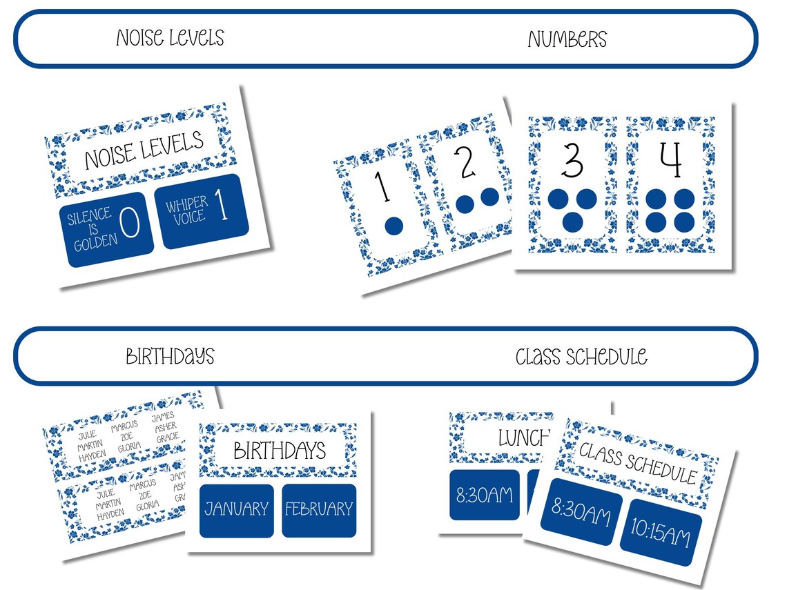 Blue and White Classroom Decor Bundle || Editable Classroom Printable ...