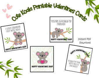 PRINTABLE Classroom Valentines Koala-tea Valentine Gift Tag Card ...