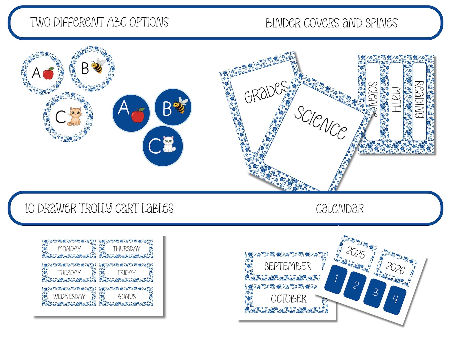 Blue and White Classroom Decor Bundle || Editable Classroom Printable ...