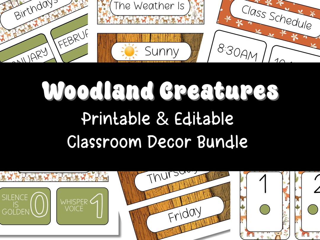 Woodland Creatures Classroom Decor Bundle: ABC Poster (canva Template ...