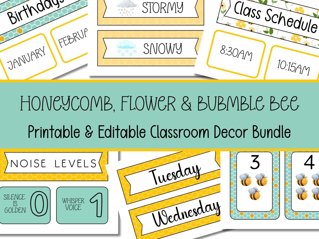 Honeycomb Classroom Decor Bundle, Bumble Bee Classroom Decor, Yellow ...