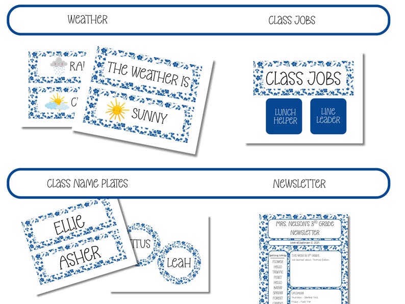 Blue and White Classroom Decor Bundle || Editable Classroom Printable ...