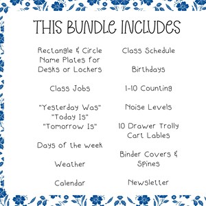 Blue and White Classroom Decor Bundle || Editable Classroom Printable ...