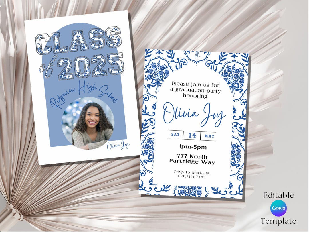 Blue & White Graduation Party Invitation - Etsy