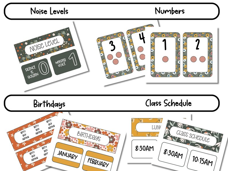 Boho Wildflower Classroom Decor Bundle: Editable Canva Template ...