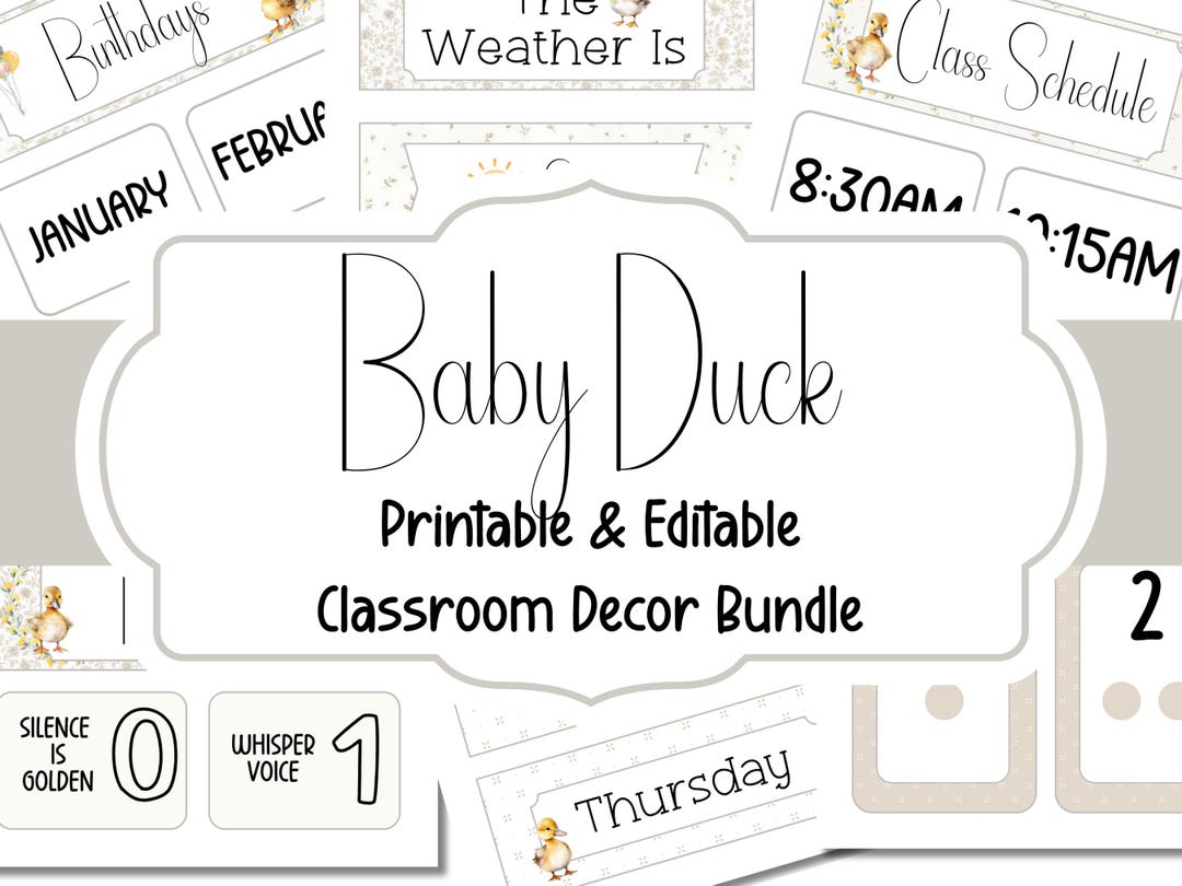 Baby Duck Classroom Decor Bundle, Neutral Color Classroom Decor Bundle ...