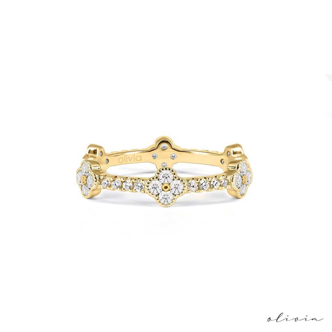 Diamond Four Leaf Clover Ring • Full Eternity Clover Ring • Dainty ...