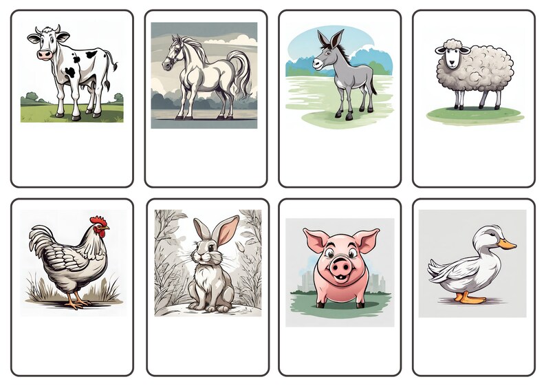 Printable Flash Card Farm Animals for Kids - Etsy
