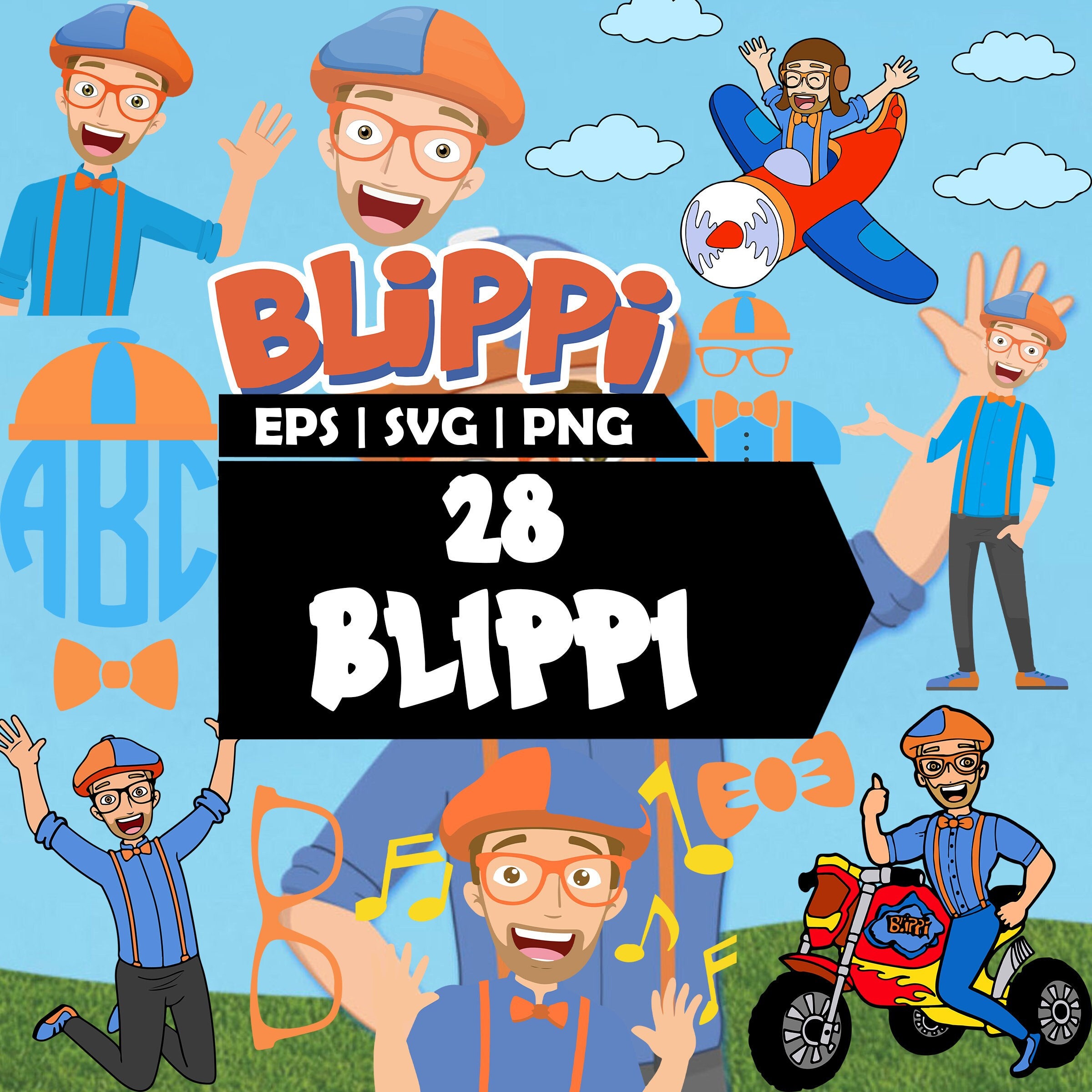 Blippi SVG Bundle Blippi Png Blippi Sublimation Design Bllippi Child ...