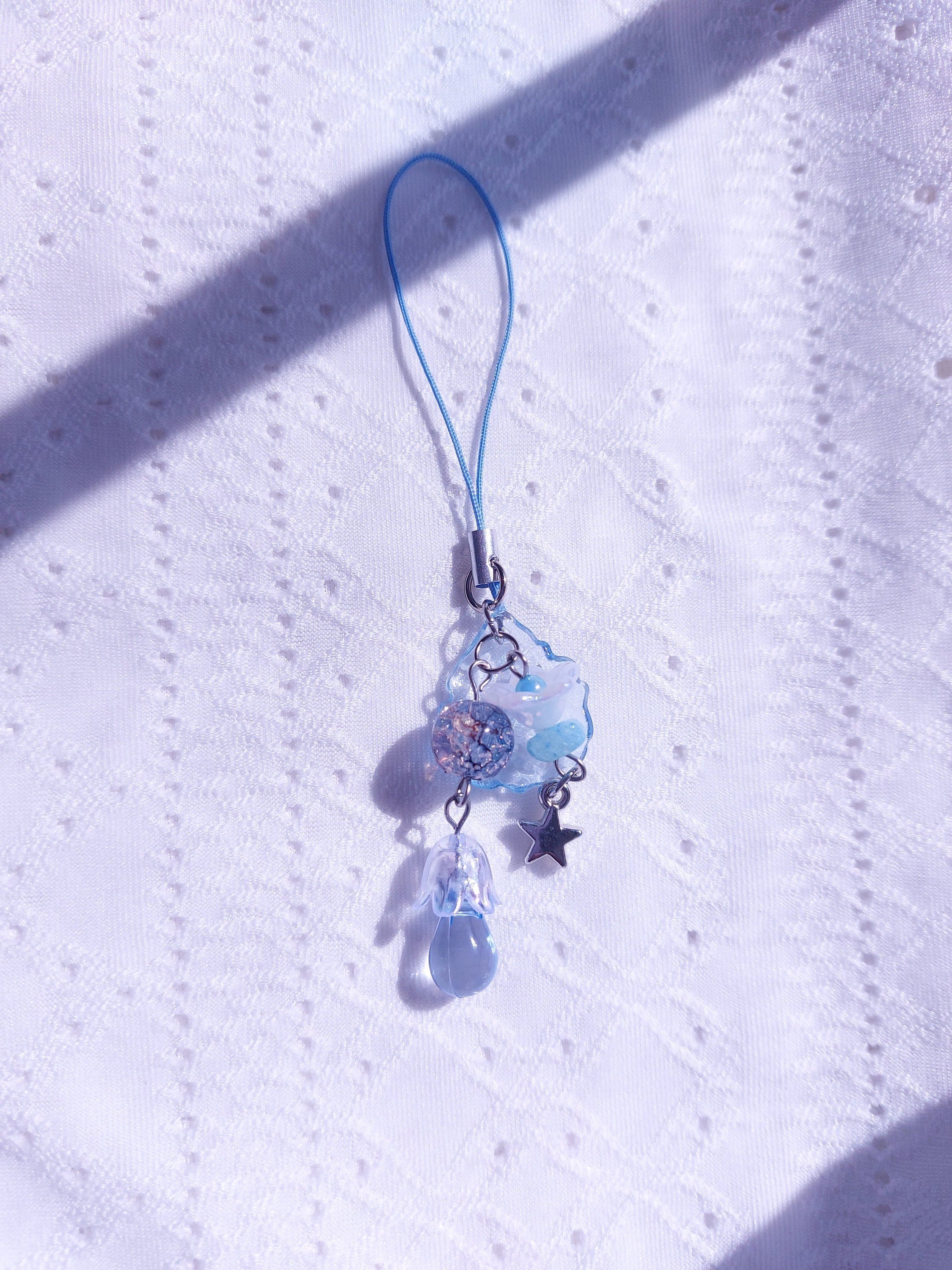 Blue Flower Phone Charm Floral Phone Strap Fairycore Handmade Phone ...
