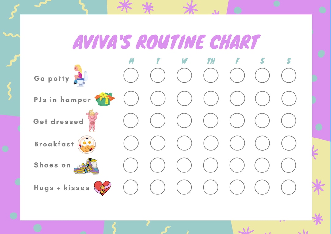 Toddler and Kid's Routine Chart AM and PM Morning and Night Chore Chart ...