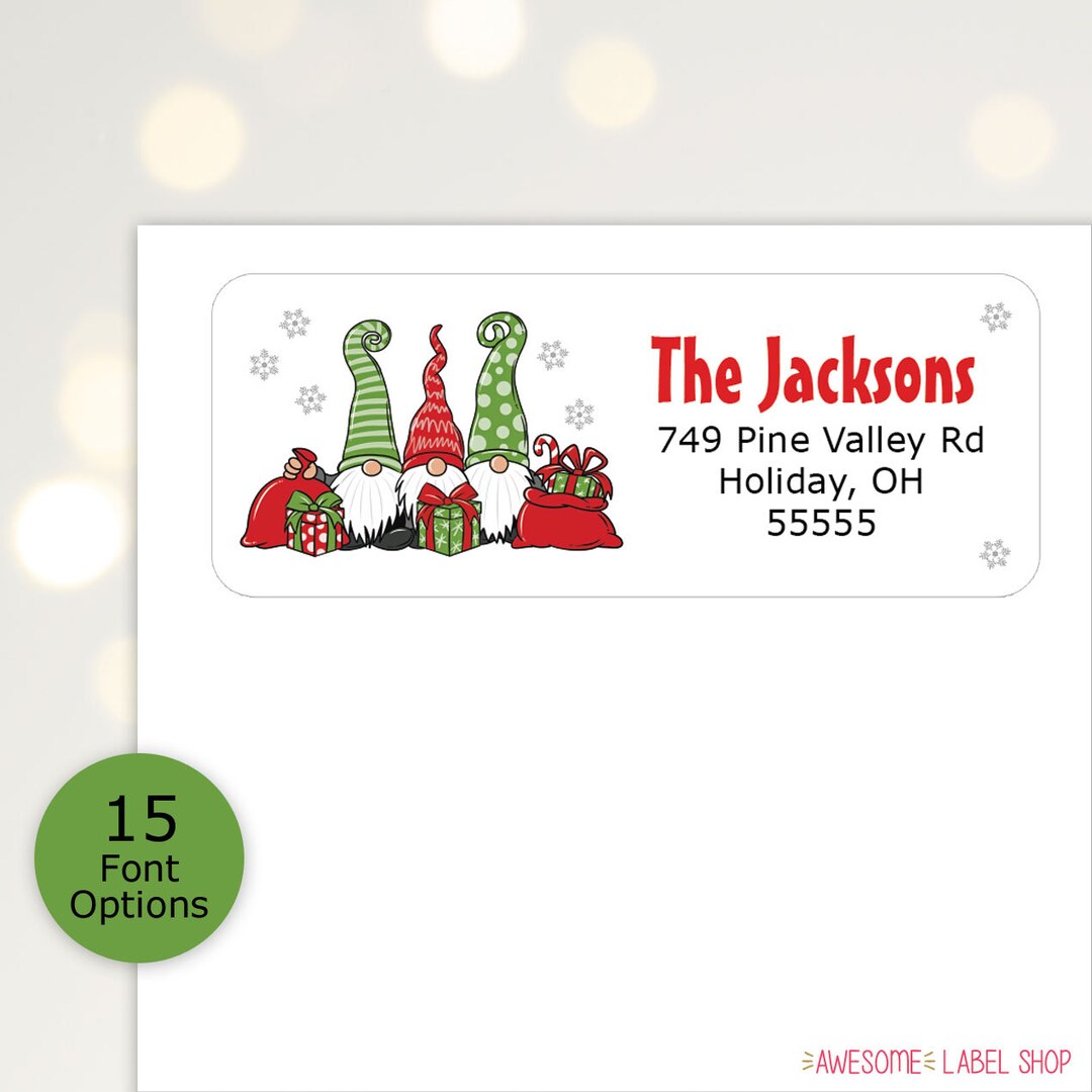 Personalized Christmas Return Address Labels, Gnome Address Labels ...