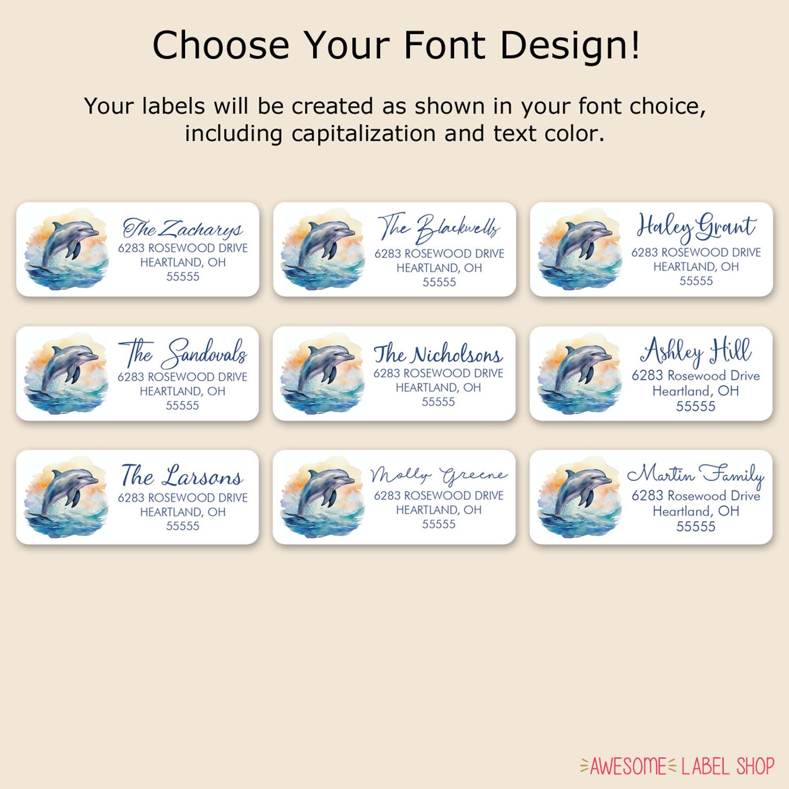 Dolphin Address Labels, Personalized Return Address Labels Stickers ...