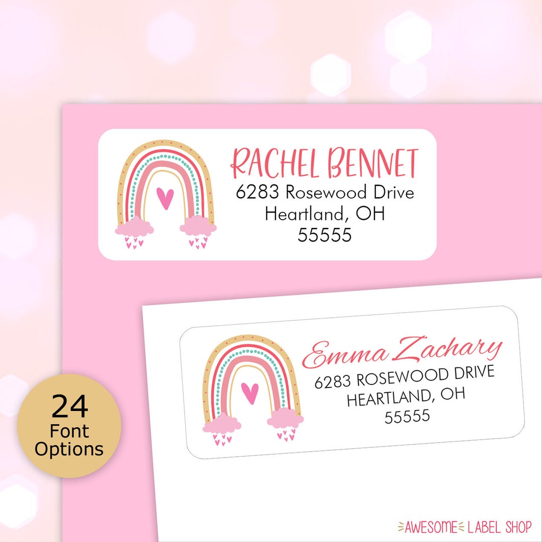 Rainbow Address Stickers, Bridal Shower Address Labels, Valentine ...