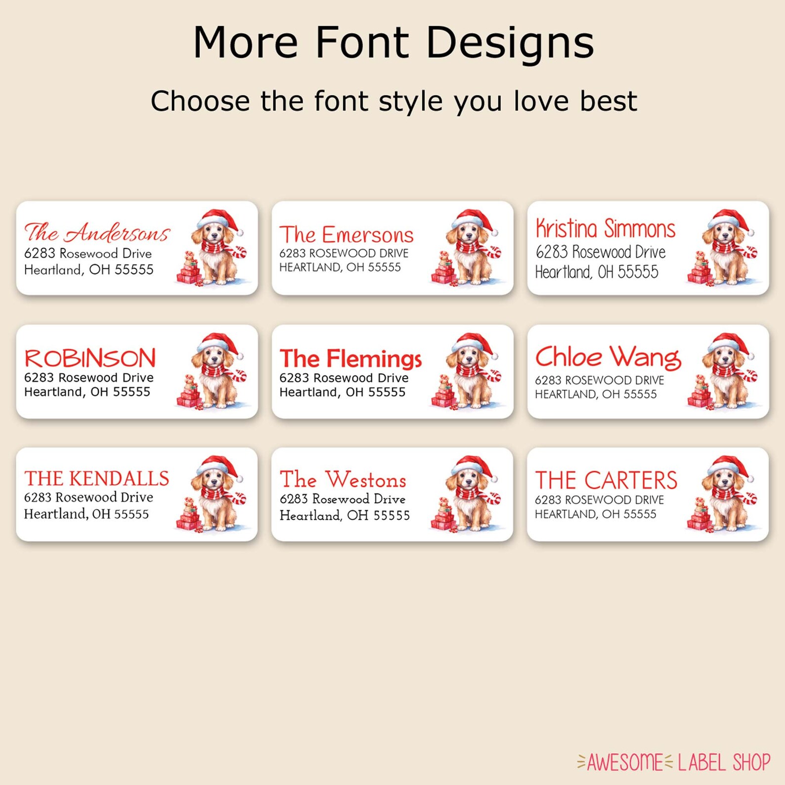 Dog Christmas Address Labels, Christmas Return Address Labels ...