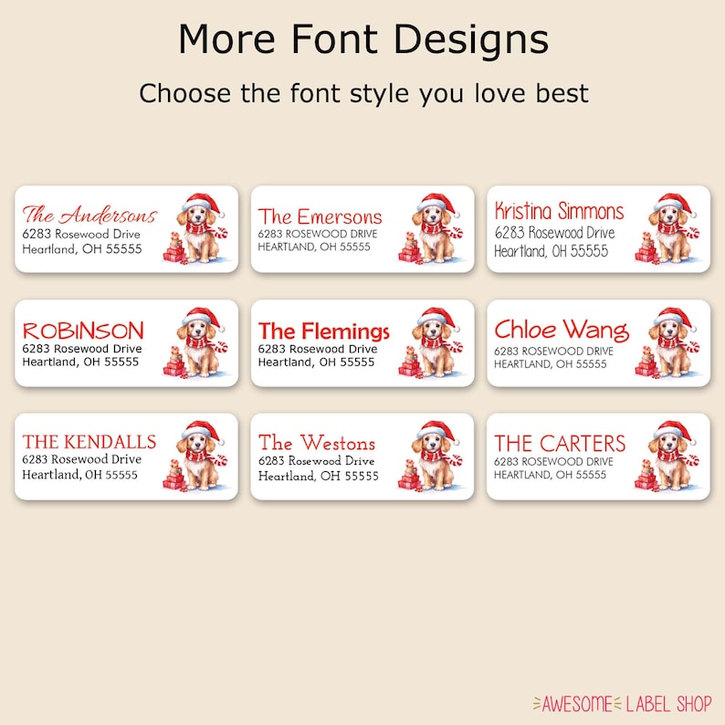 Dog Christmas Address Labels, Christmas Return Address Labels ...
