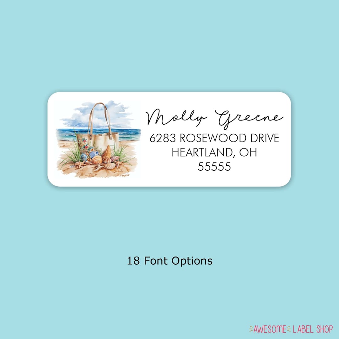 Beach Bag Address Labels, Beach Themed Return Address Label Stickers ...