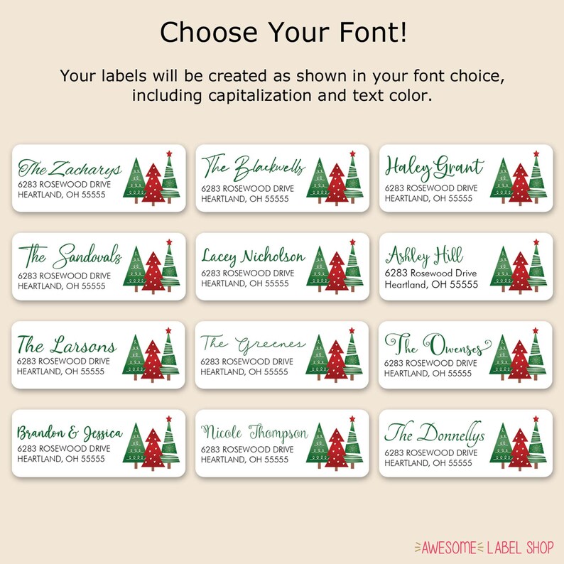 Christmas Tree Address Labels, Christmas Address Labels Sticker ...