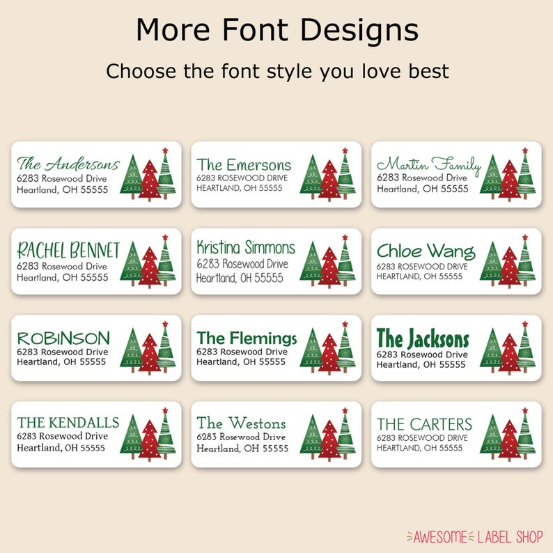 Christmas Tree Address Labels, Christmas Address Labels Sticker ...