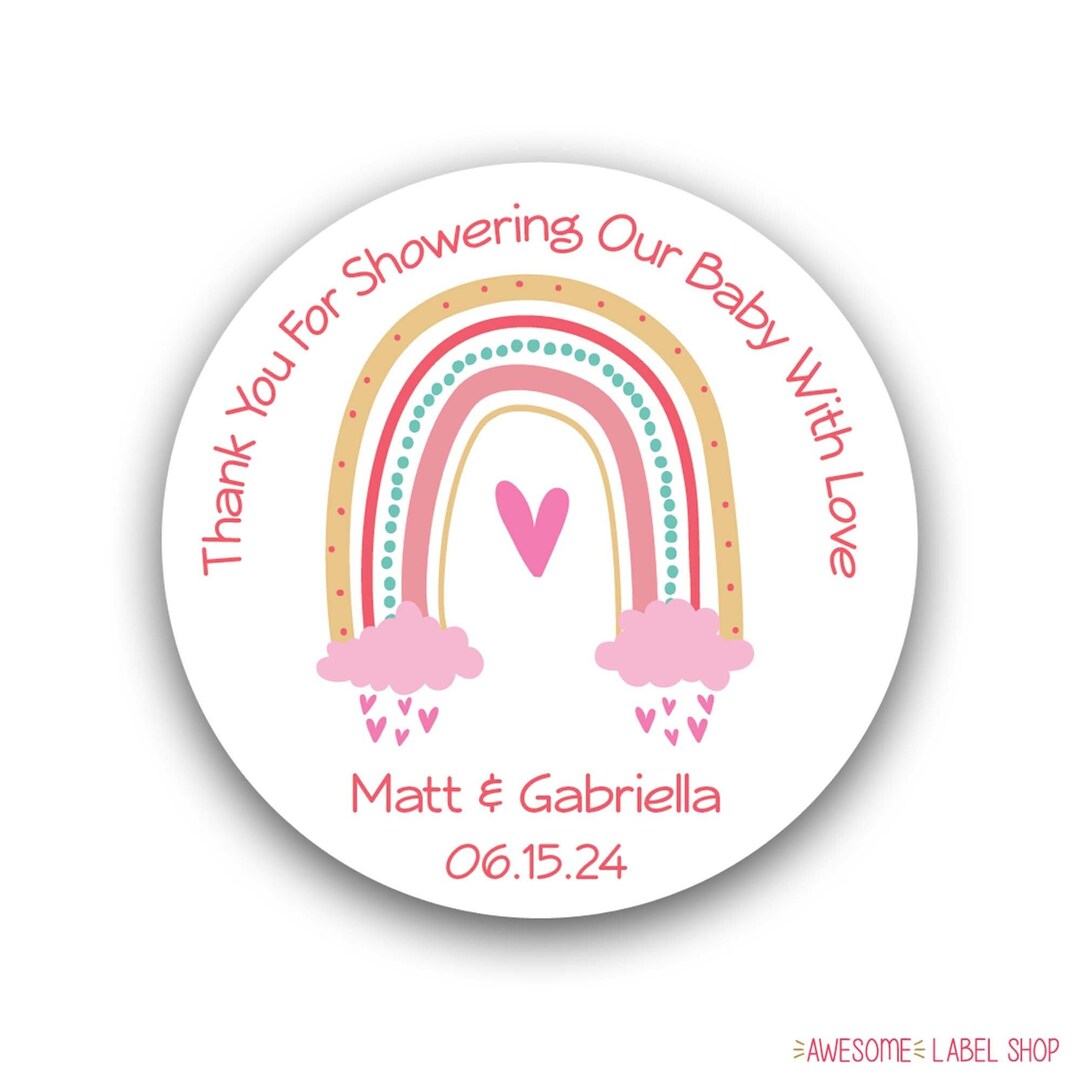 Baby Shower Favor Stickers, Thank You Baby Shower Stickers, Showering ...