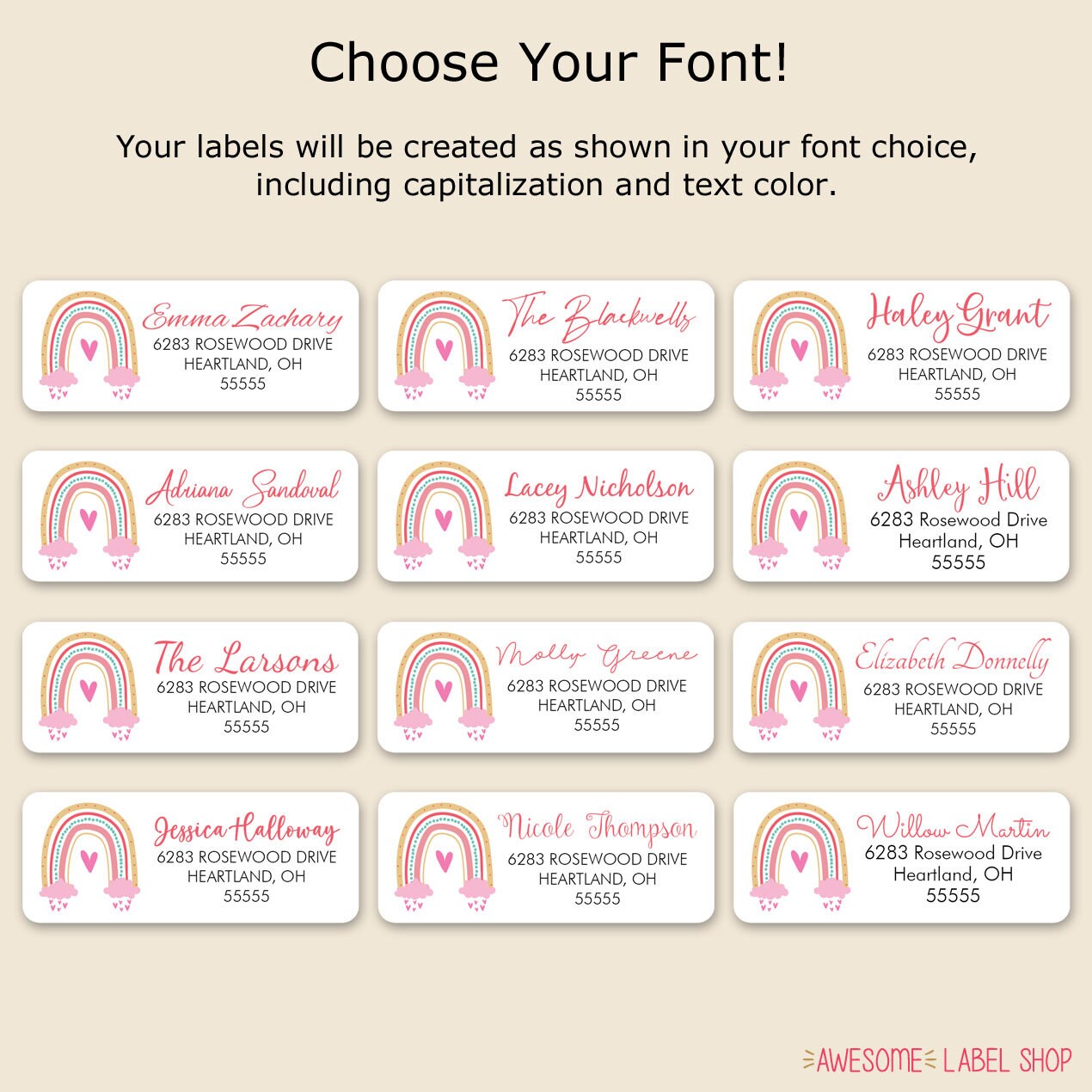 Rainbow Address Stickers, Bridal Shower Address Labels, Valentine ...