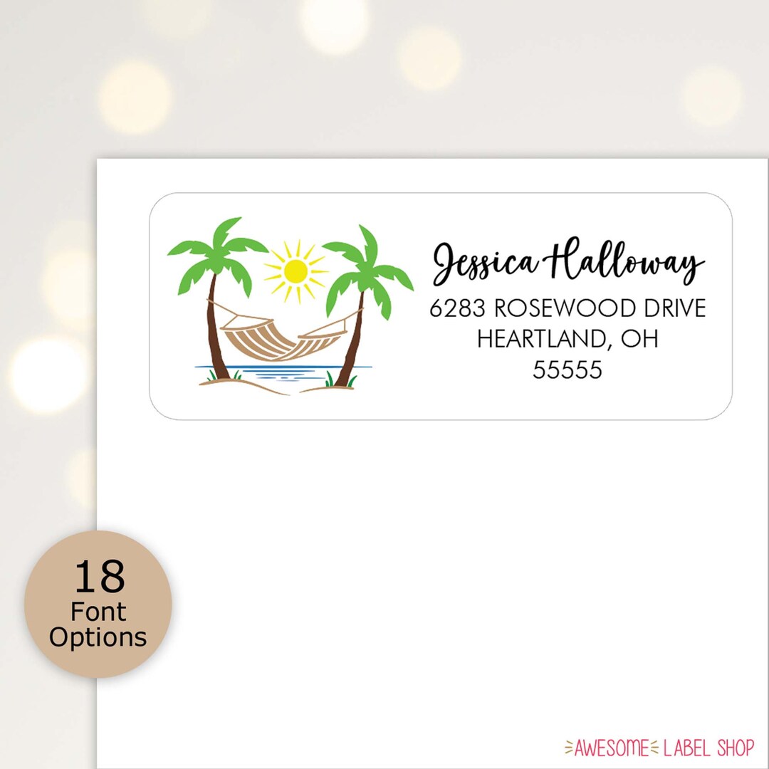 Beach Address Labels Stickers, Summer Return Address Labels ...