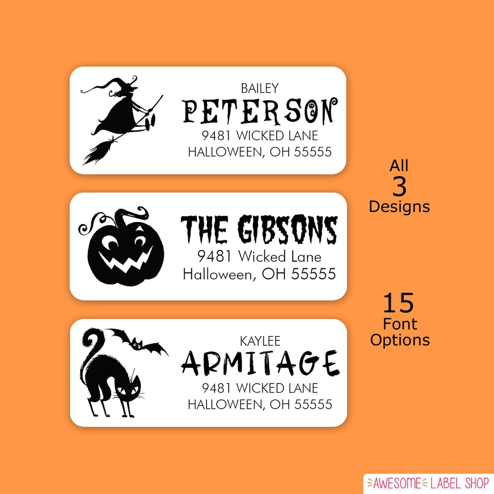 Halloween Address Return Labels, Clear Address Labels Stickers, Witch ...